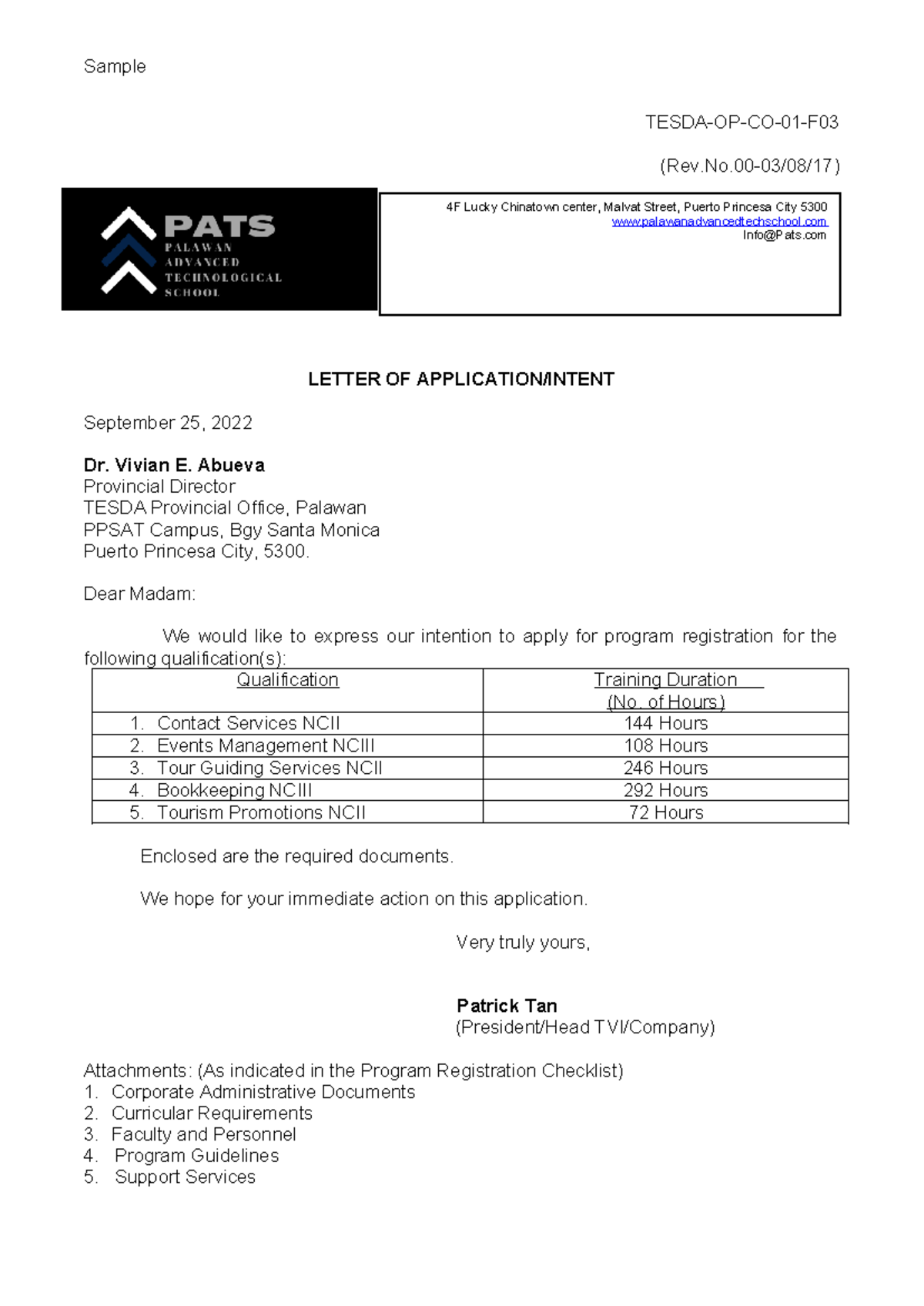 TESDA Accreditation Requirements for Program Registration (TESDA-OP-CO ...