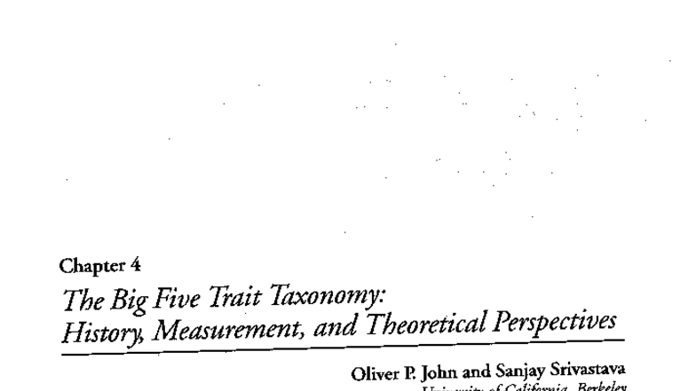 Chapter 4: The Big Five Trait Taxonomy - History & Measurement Insights ...