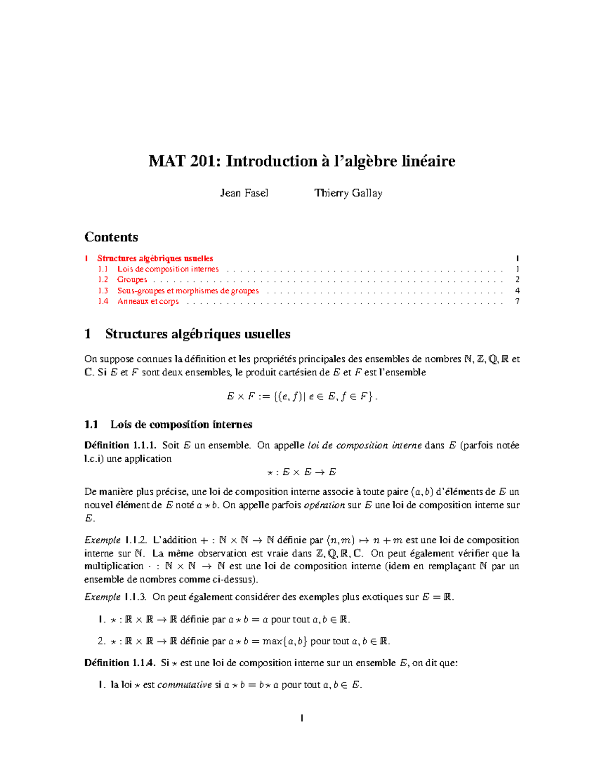 Chapitre 1: Structures Usuelles en MAT 201 - IMA - Studocu
