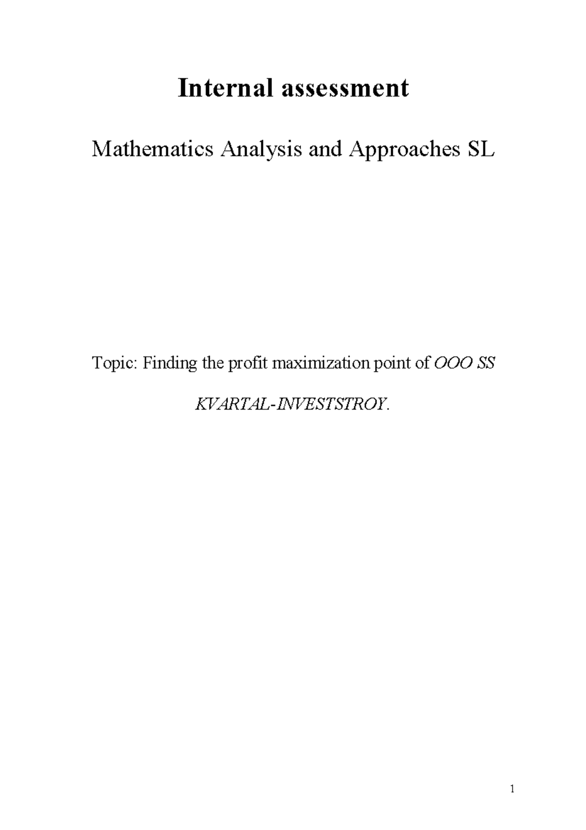 Utyashev K IA MATH AA - 12345 - Internal assessment Mathematics ...
