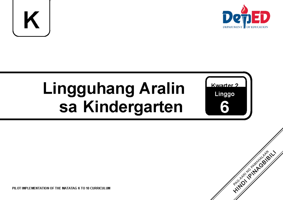 LE Kindergarten Q2 Week 6 Lesson Plan and Activities - Studocu