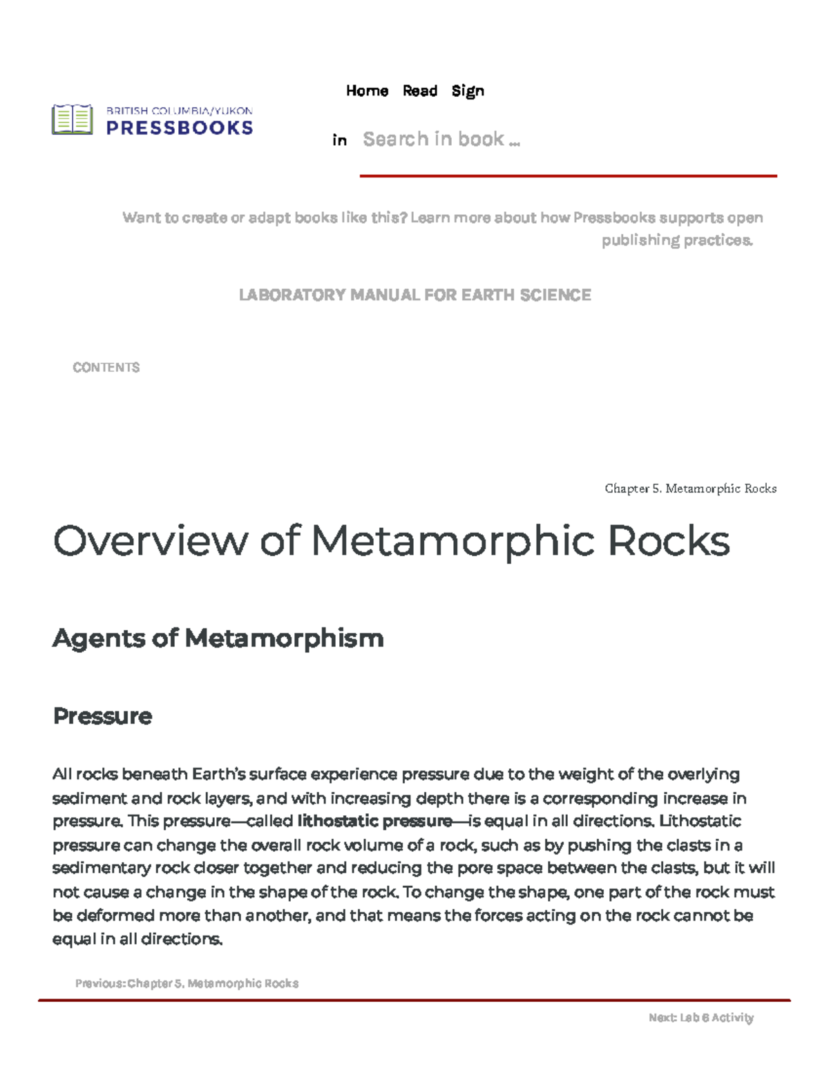 Laboratory Manual for Earth Science: Chapter 5 - Metamorphic Rocks ...
