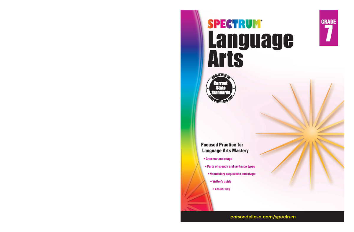 Spectrum Language Arts Grade 7 - Grammar Mastery Practice Notes - Studocu