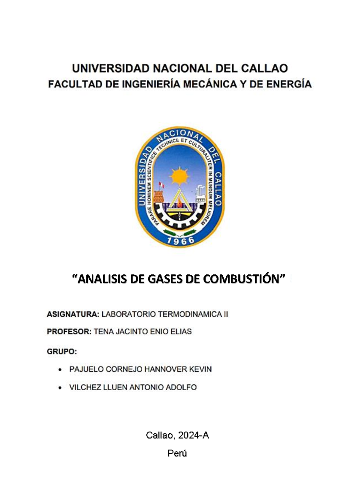 Final Informe: Análisis de Gases de Combustión - Termodinámica II - Studocu