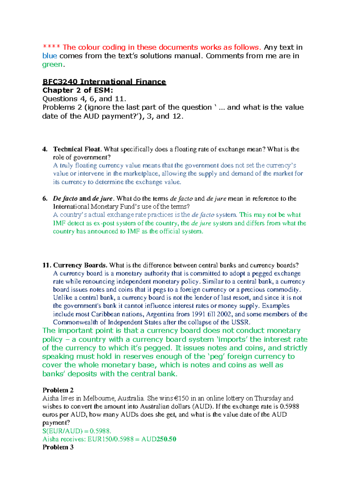 BFC3240 International Finance - Tutorial Questions and Answers for Week ...