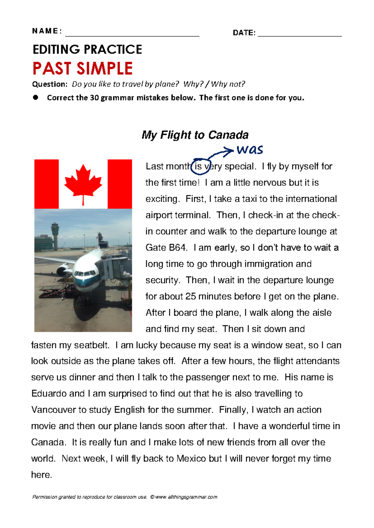 Editing Practice: Past Simple Grammar Corrections (ENG 101) - Studocu