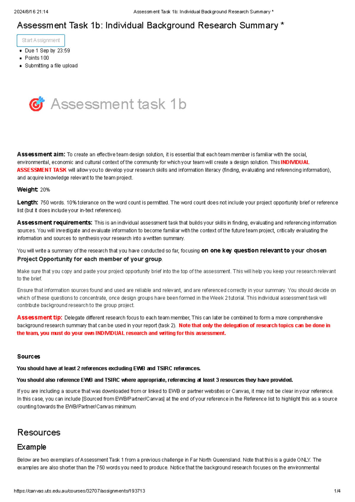 Individual Background Research Summary for Assessment Task 1b - Studocu
