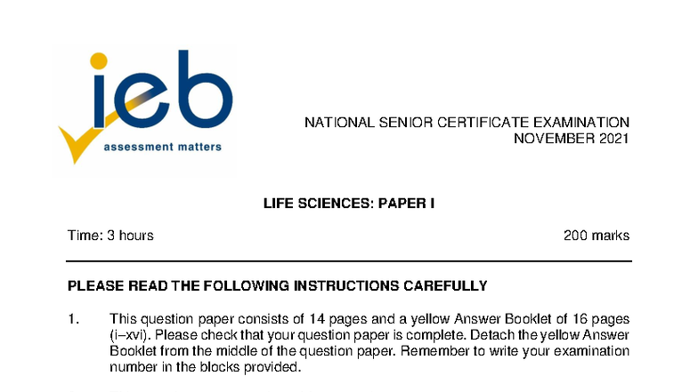 Life Sciences P1 2021 - Exam Paper & Study Notes - Studocu