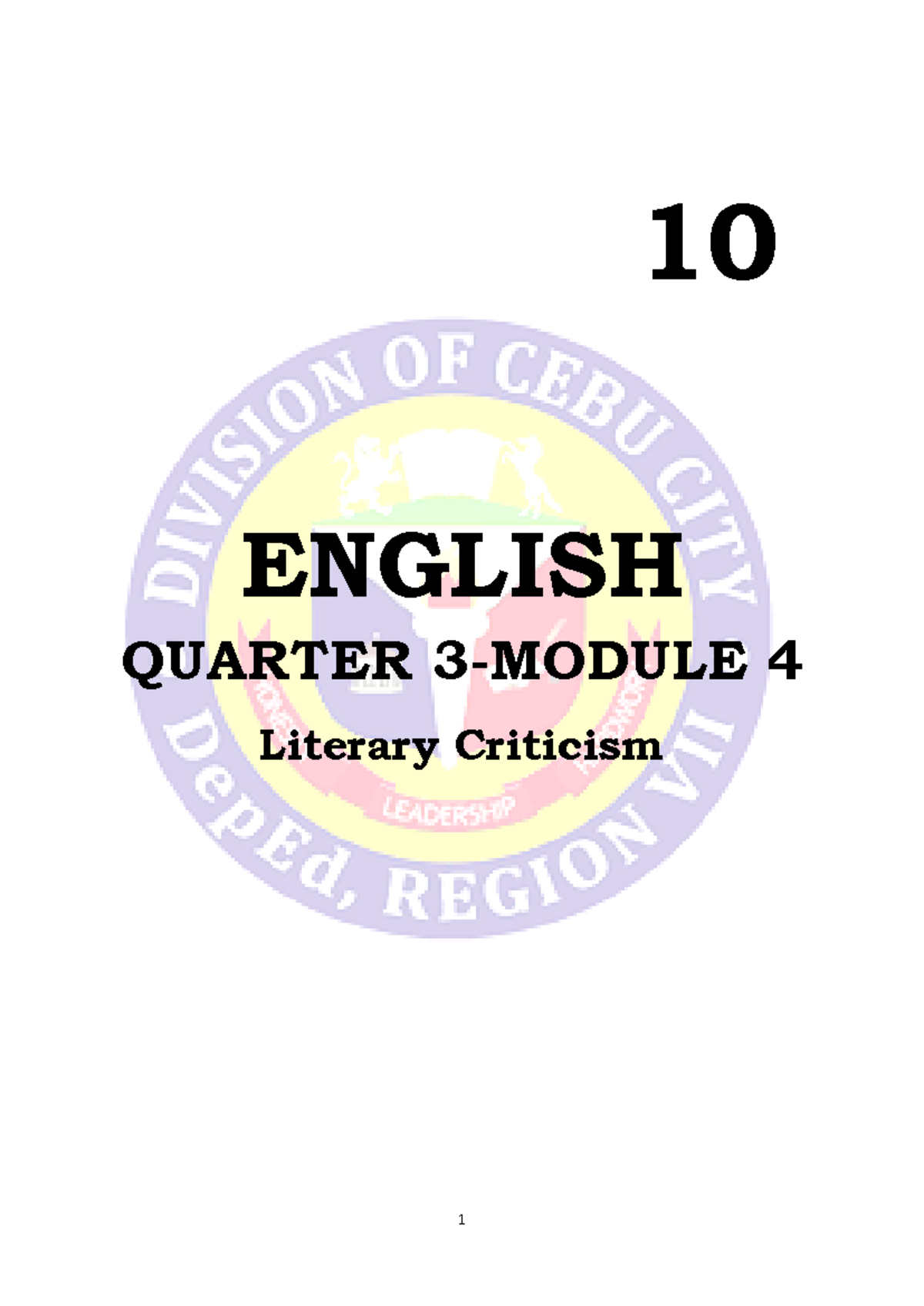 Q3 English Literary Criticism Module 4 Notes and Activities - Studocu