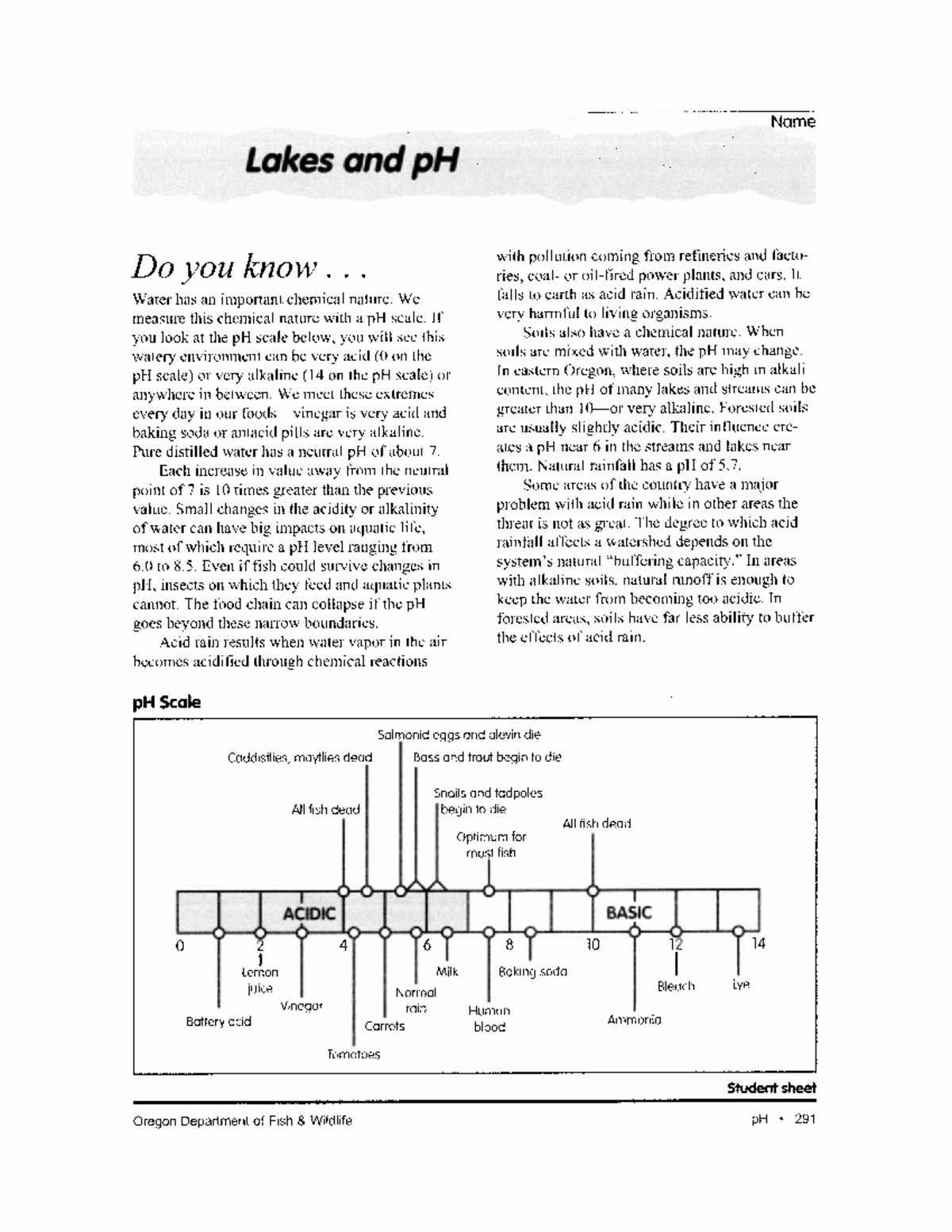pH Levels and Lake Characteristics: Earth Science Insights - Studocu