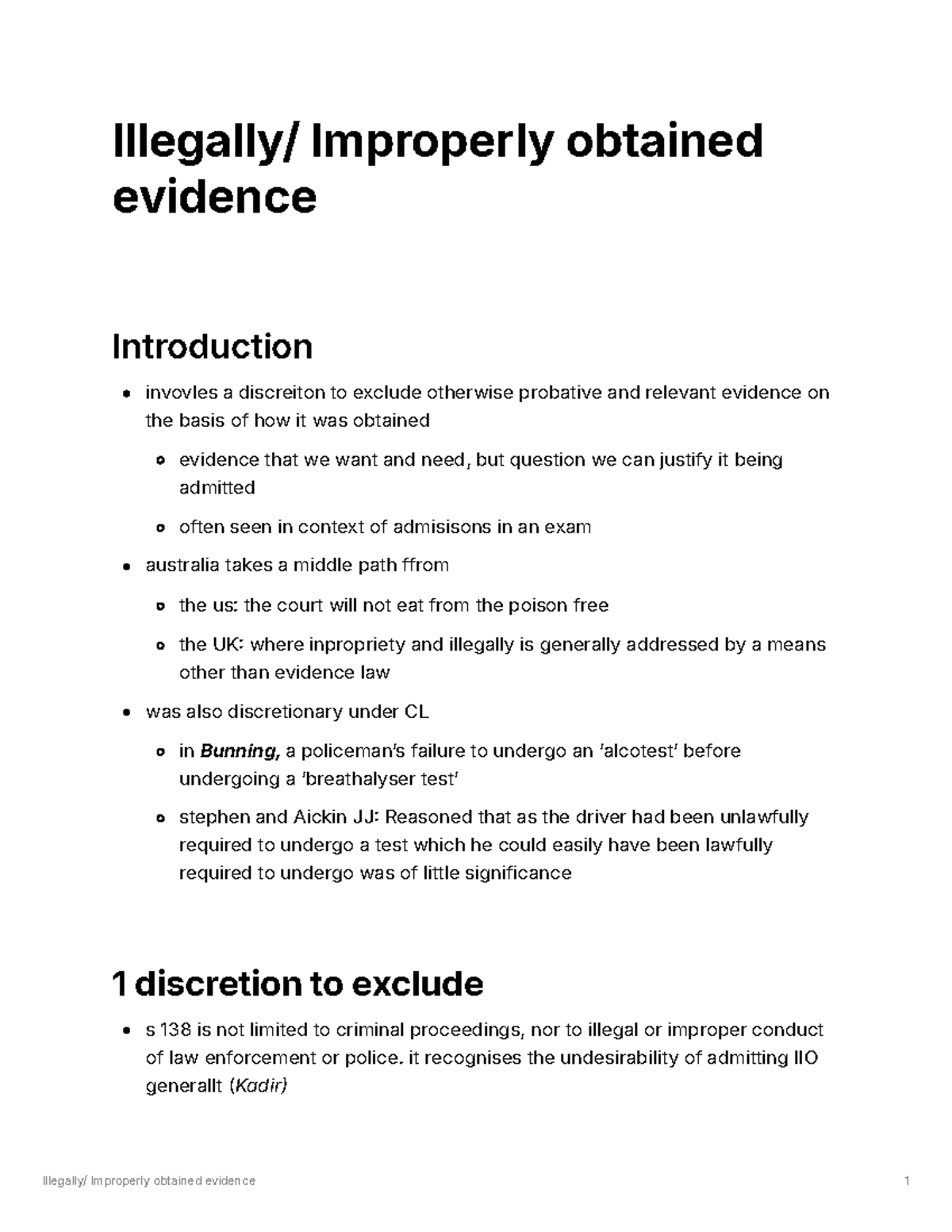 IIO Evidence: Analyzing Improperly Obtained Evidence in Australia - Studocu