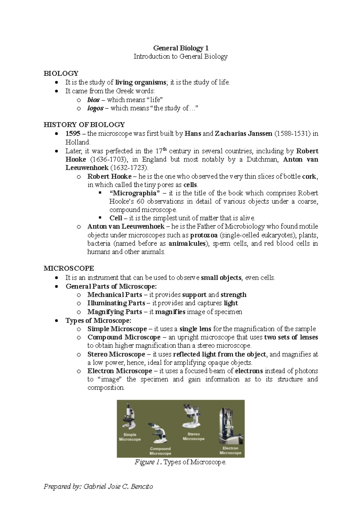 General Biology 1: Intro to Biology & Microscope Basics - Studocu