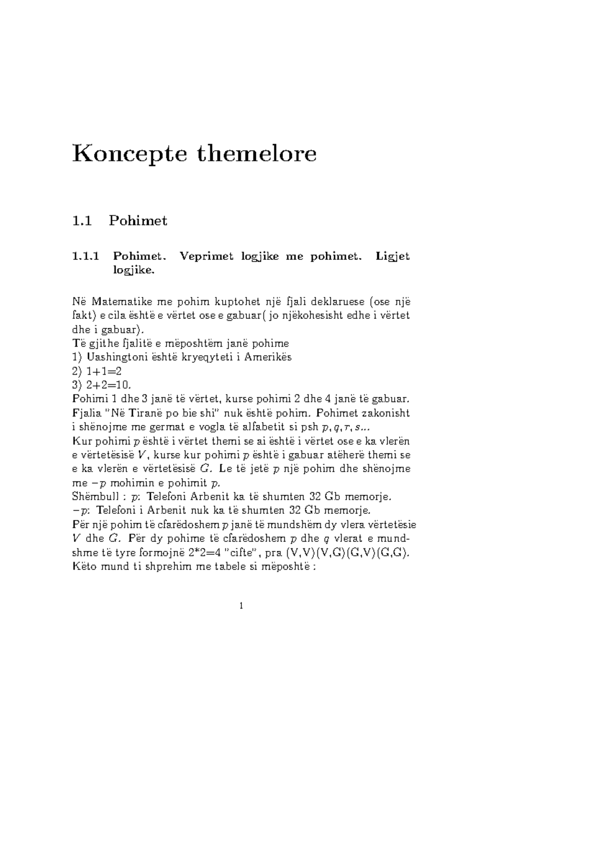 Koncepte 2 - Pohimet dhe Ligjet Logjike në Matematikë - Studocu