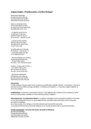 Analyse linéaire du poème "Le Buffet" d'Arthur Rimbaud - Studocu