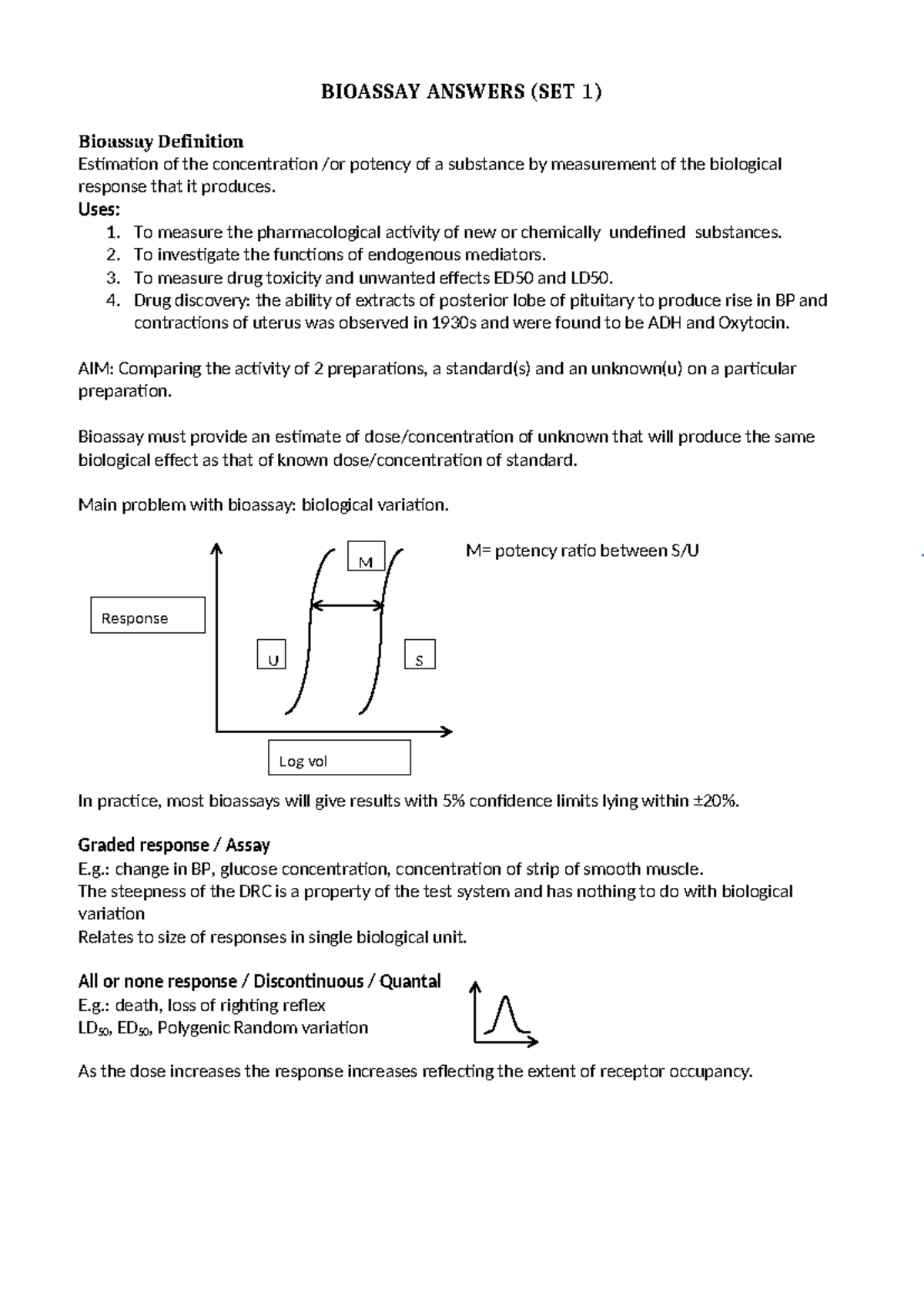 Bioassay Answers: Understanding Potency & Response (SET 1) - Studocu