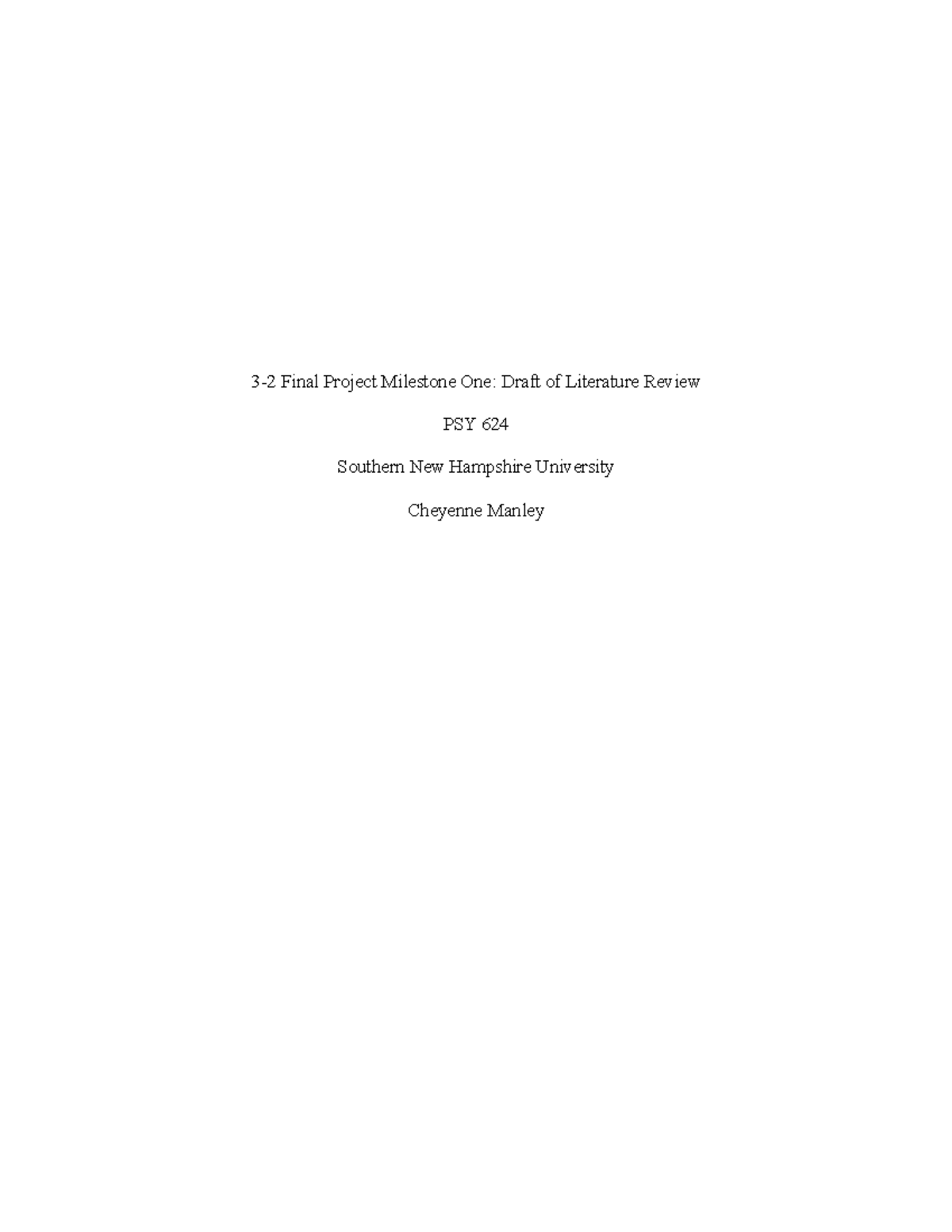 PSY 624 3-2 Final Project Literature Review Draft - Studocu