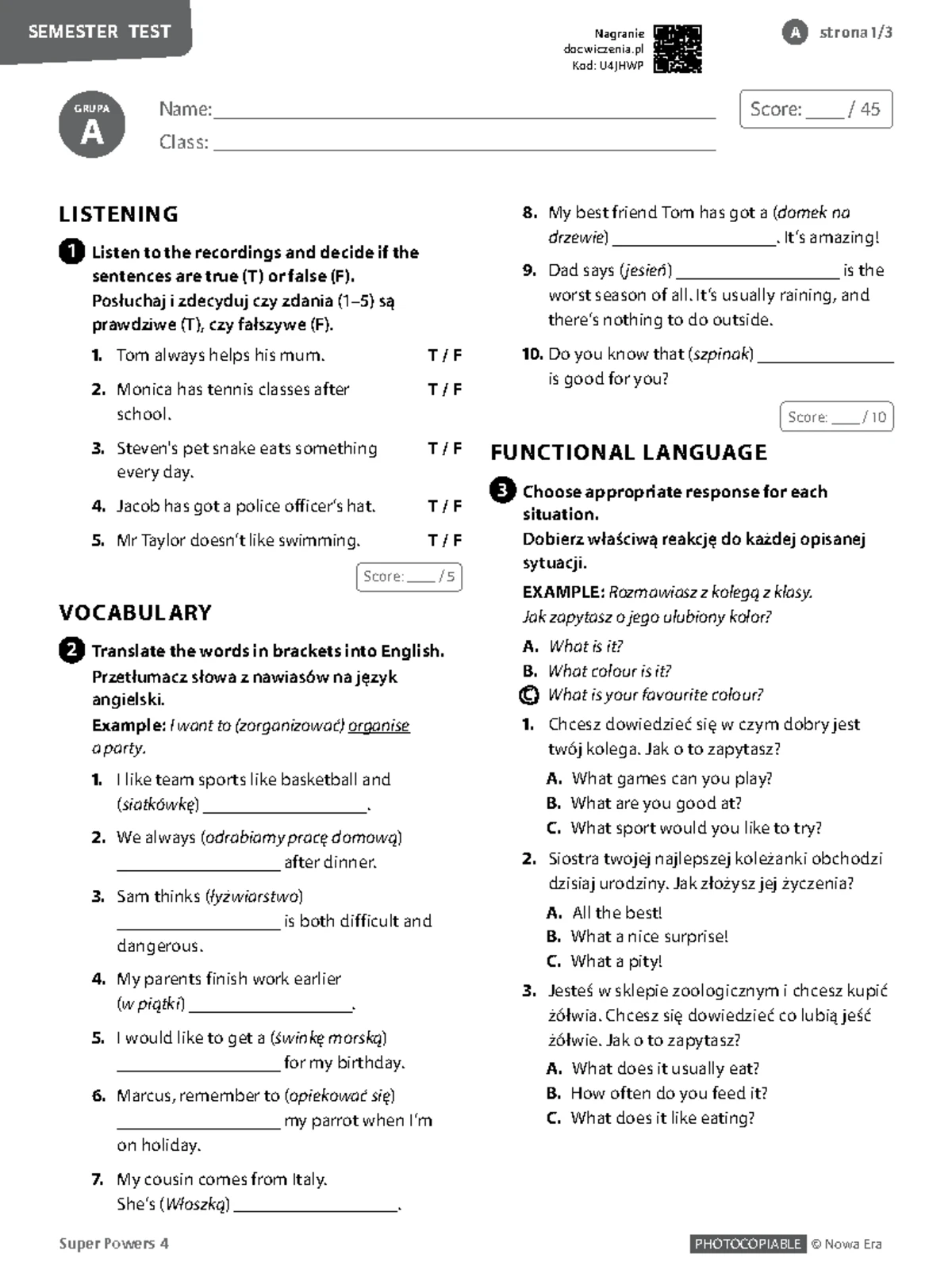 L30552 Unit 5 Test: I Love Shopping Evaluation & Answers - Studocu