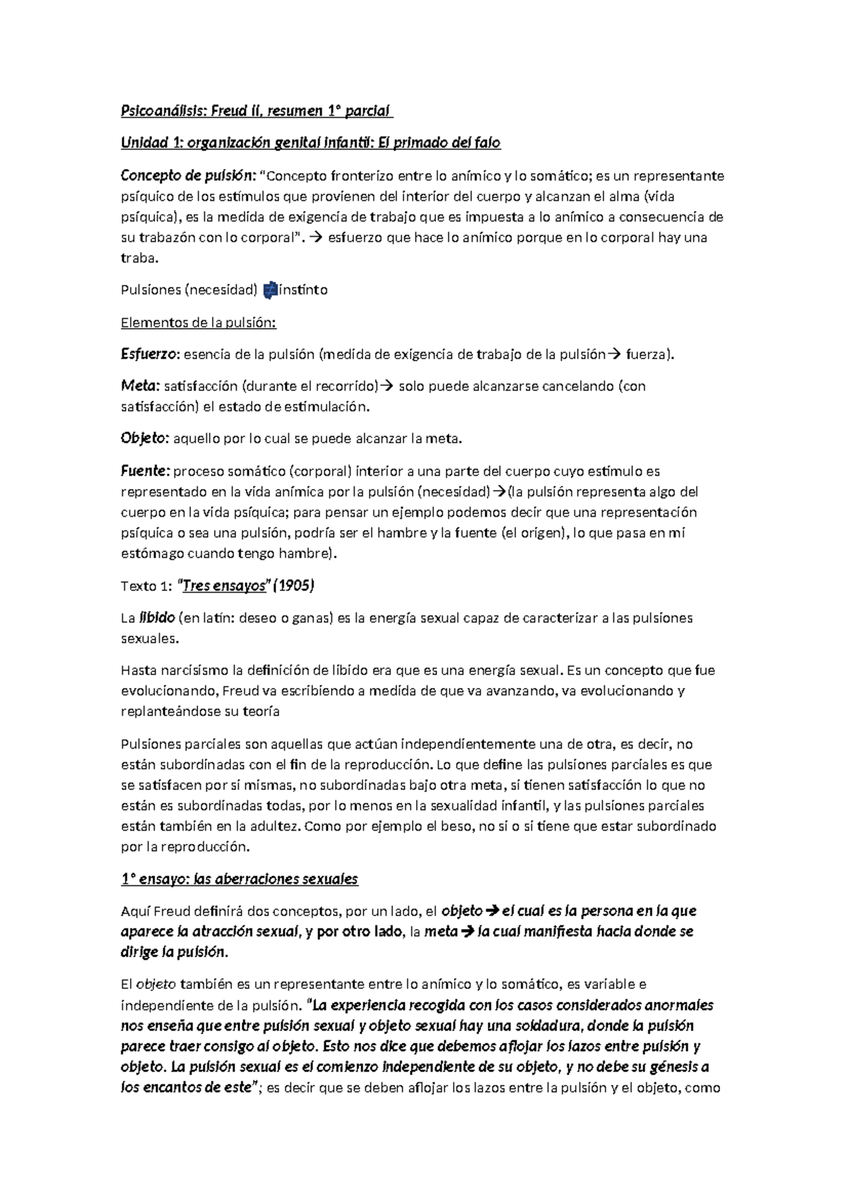 Resumen 1º parcial Freud II (Reparado) - Psicoanálisis: Freud II ...