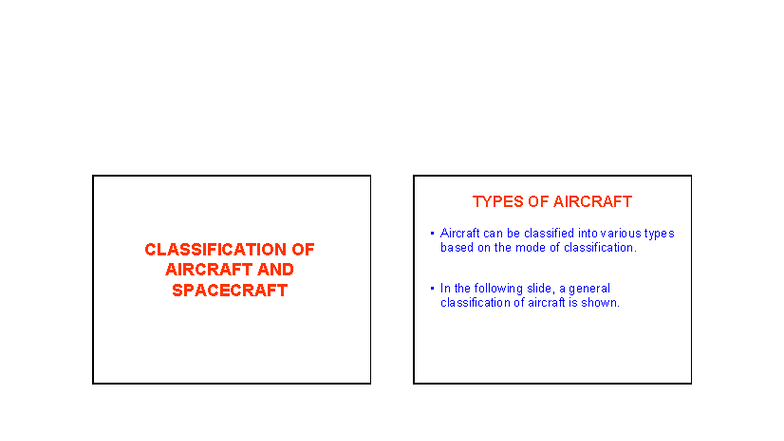Classification of Aircraft: Types and Functions (Unit II) - Studocu