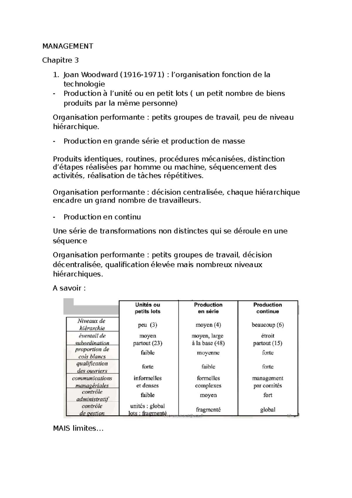 Gestion - Chapitre 3 : Structures Organisationnelles et Technologie - Studocu