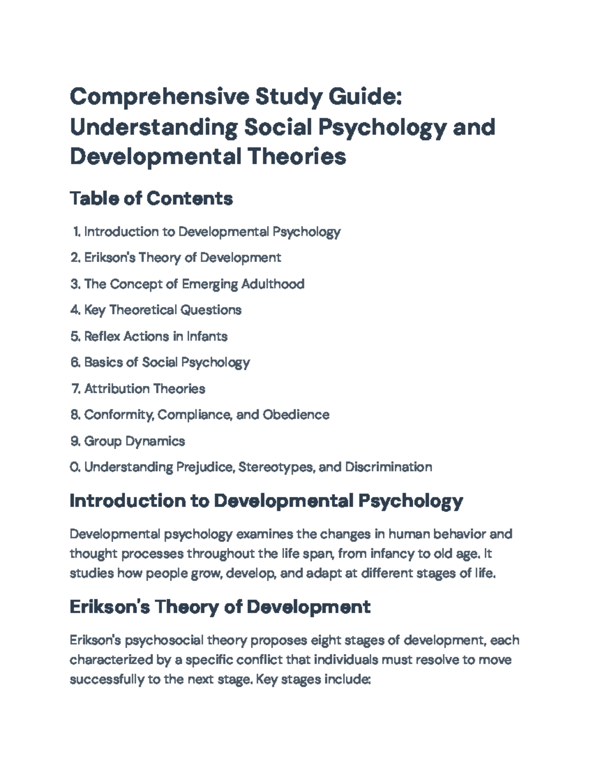 Comprehensive Study Guide for PSY 101: Social & Developmental ...
