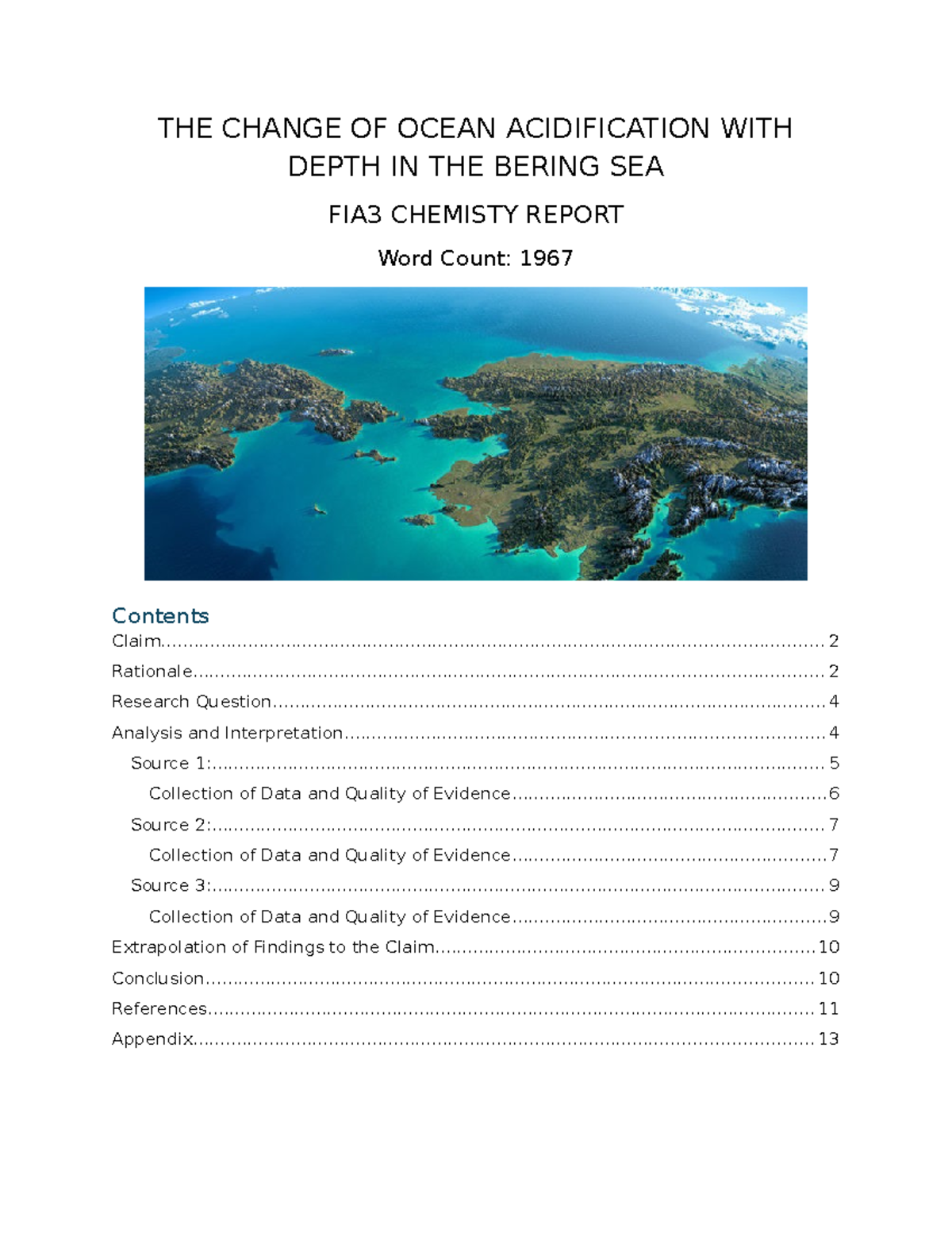 FIA3 - Ocean Acidification Analysis in the Bering Sea Report - Studocu