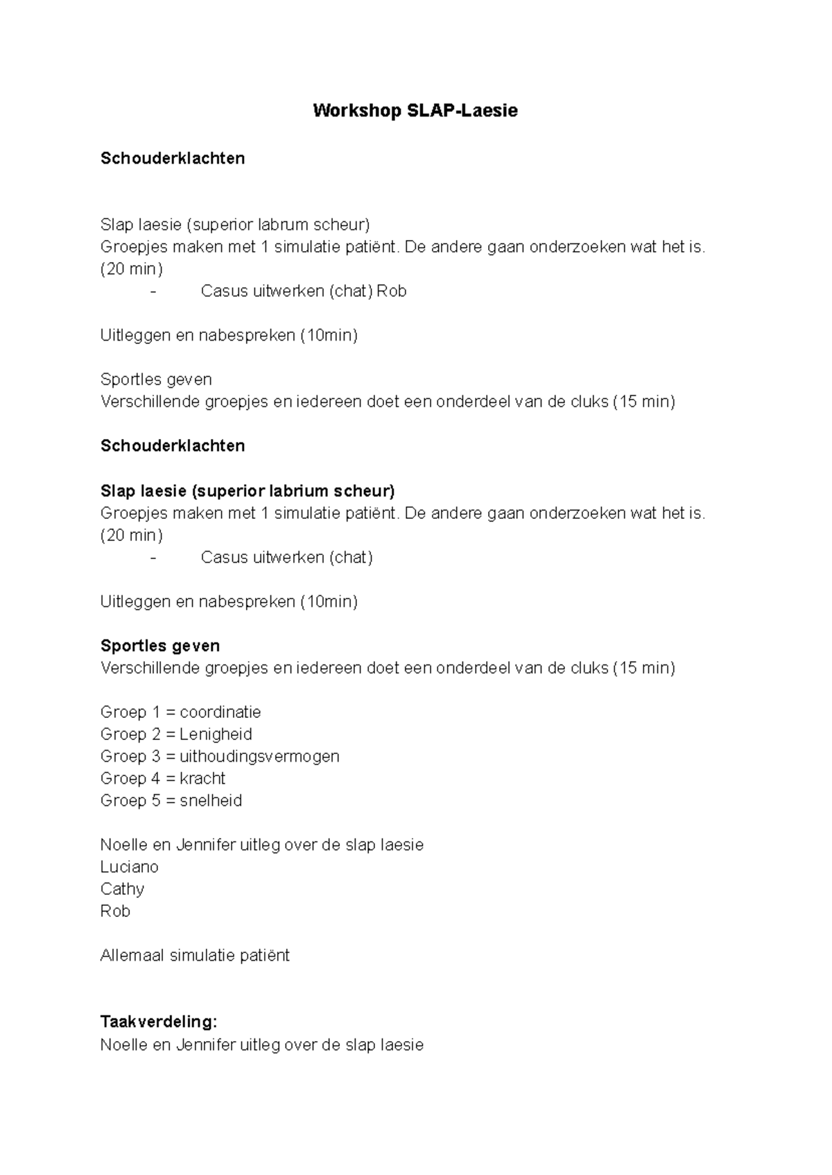 Workshop SLAP-Laesie: Groepjes en Simulatie Patiënt Activiteiten ...