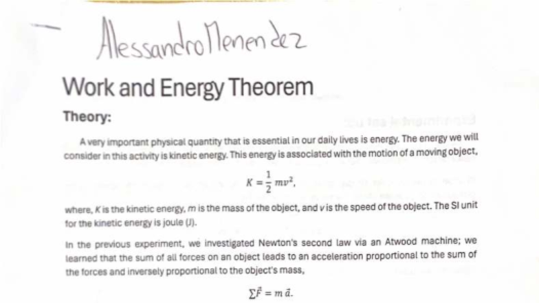 Work and Energy Theorem: Kinetic Energy and Pendulum Experiment - Studocu