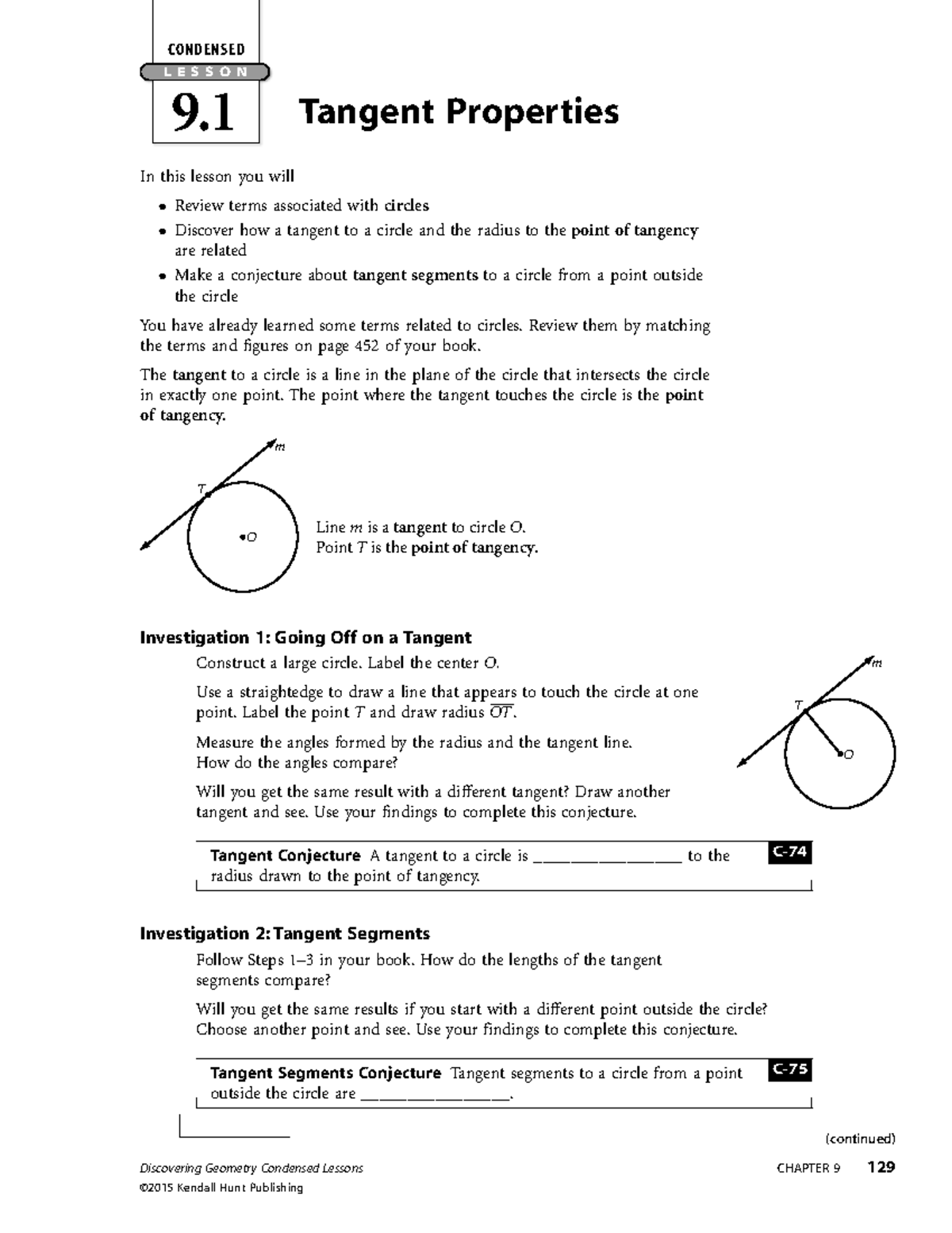 CONDENSED LESSON 9.4: Proving Circle Conjectures - Inscribed Angle ...