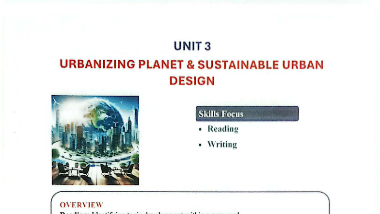 Kook U3 - Sustainable Urban Design: Skills Focus & Essay Writing - Studocu