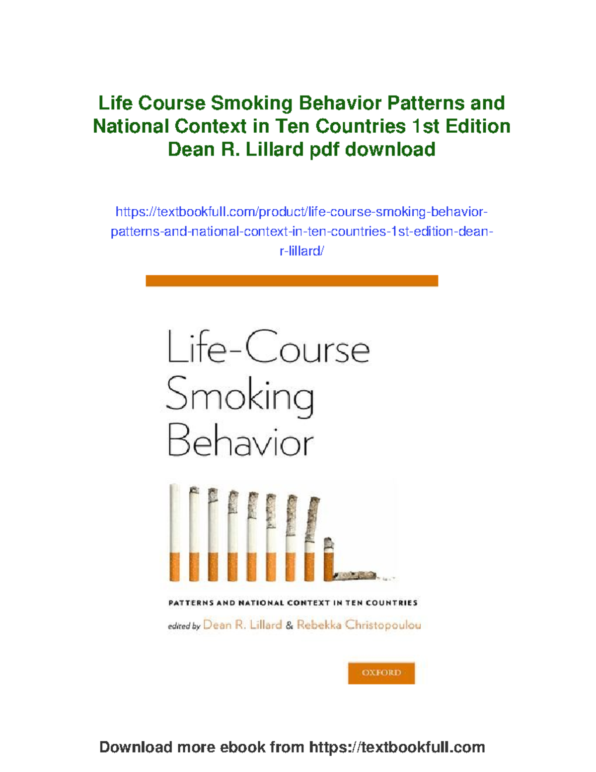 Smoking Behavior Patterns and National Context in 10 Countries - Studocu
