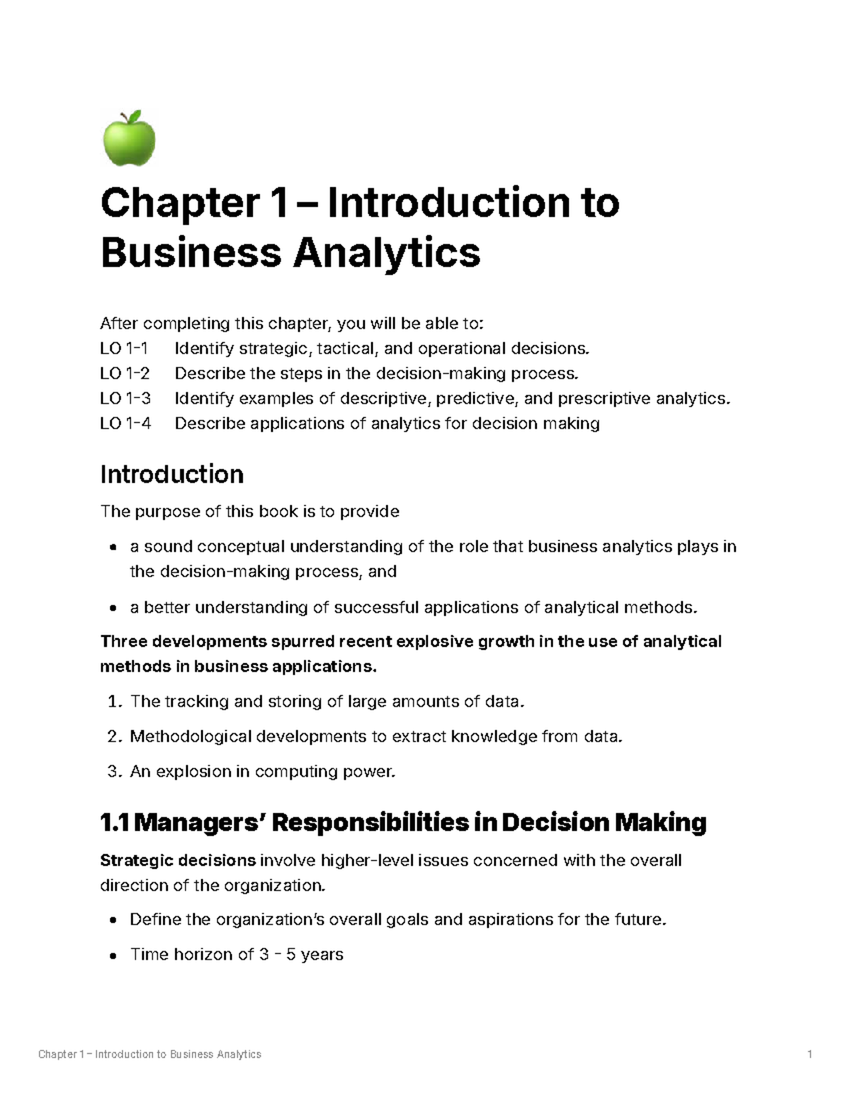 Chapter 1: Introduction to Business Analytics (BA101) - Studocu