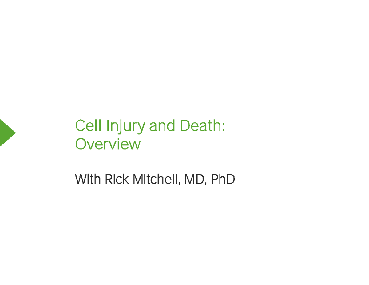 Cell Injury and Death: Lecture Notes Overview (BIOL 101) - Studocu