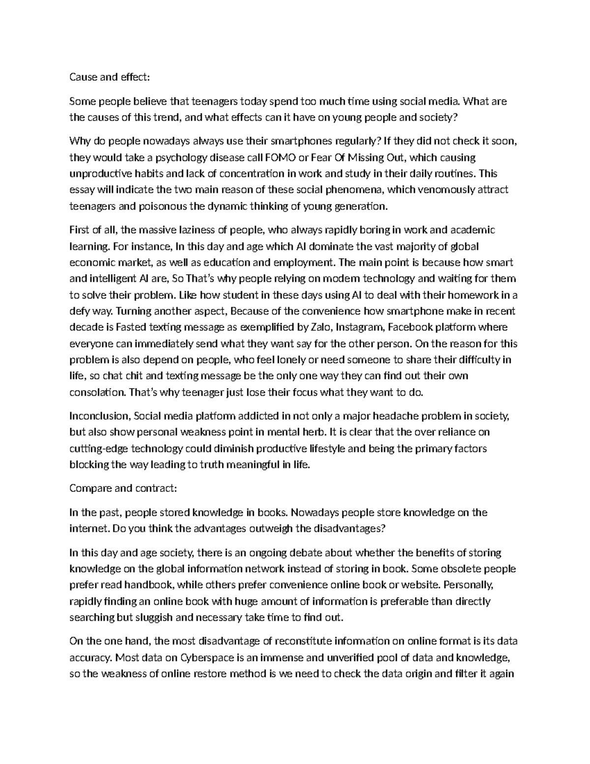 Causes and Effects of Teen Social Media Use: A Critical Analysis - Studocu