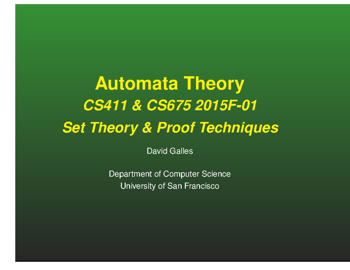 Automata Theory CS411 CS675 Chapter 1 Overview and Key Concepts - Studocu