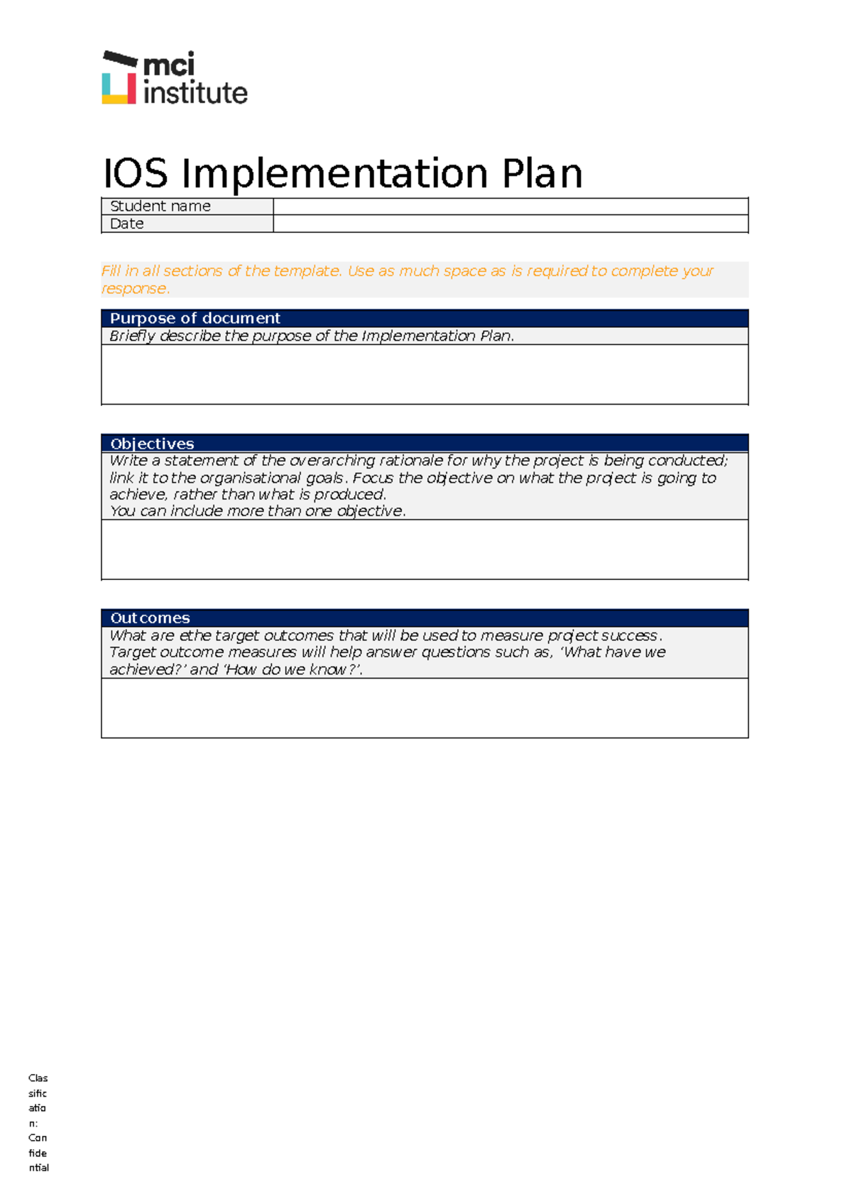 Bsbtec 404 Implementation Plan Template for Project Success - Studocu