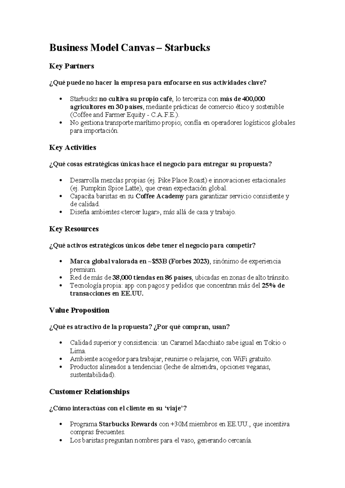 Business Model Canvas: Starbucks Key Partners & Activities Analysis ...