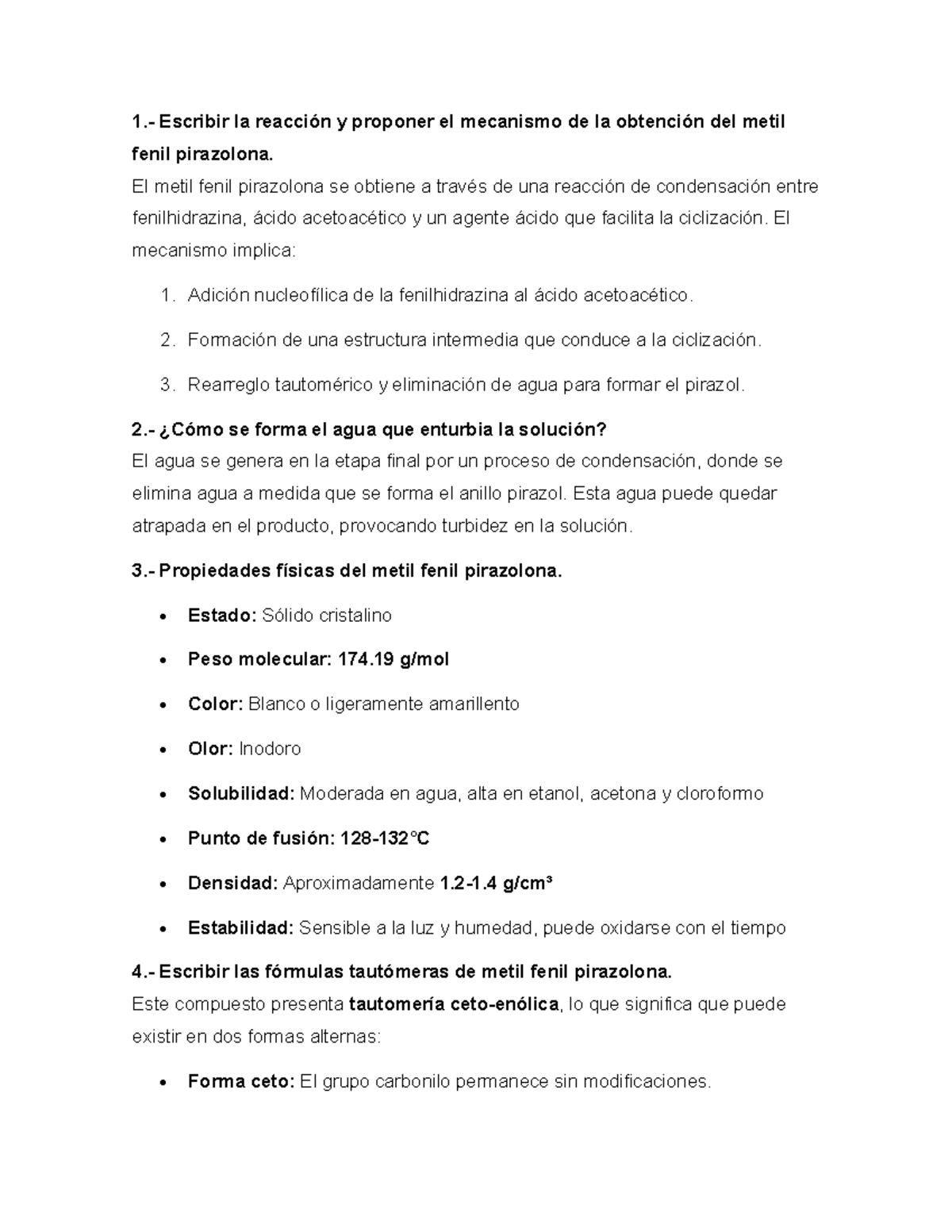 Cuestionario Práctica 7: Mecanismo de Obtención de Metil Fenil ...