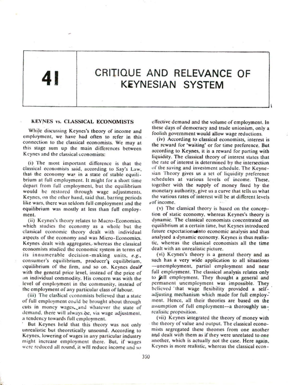 Critique and Relevance of Keynesian Economics: Keynes vs. Classical ...