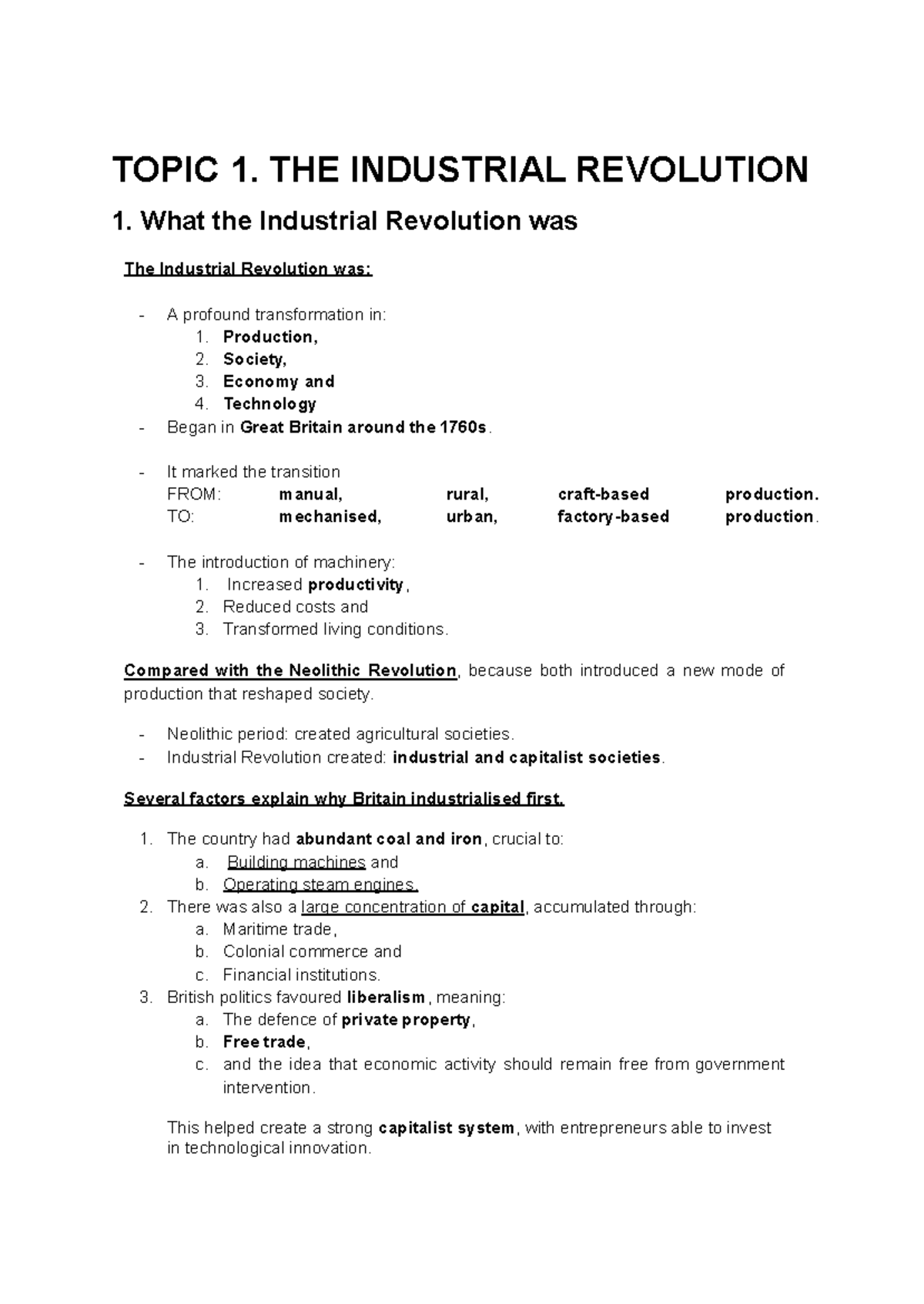 Industrial Revolution Overview 3º ESO Summary - Studocu
