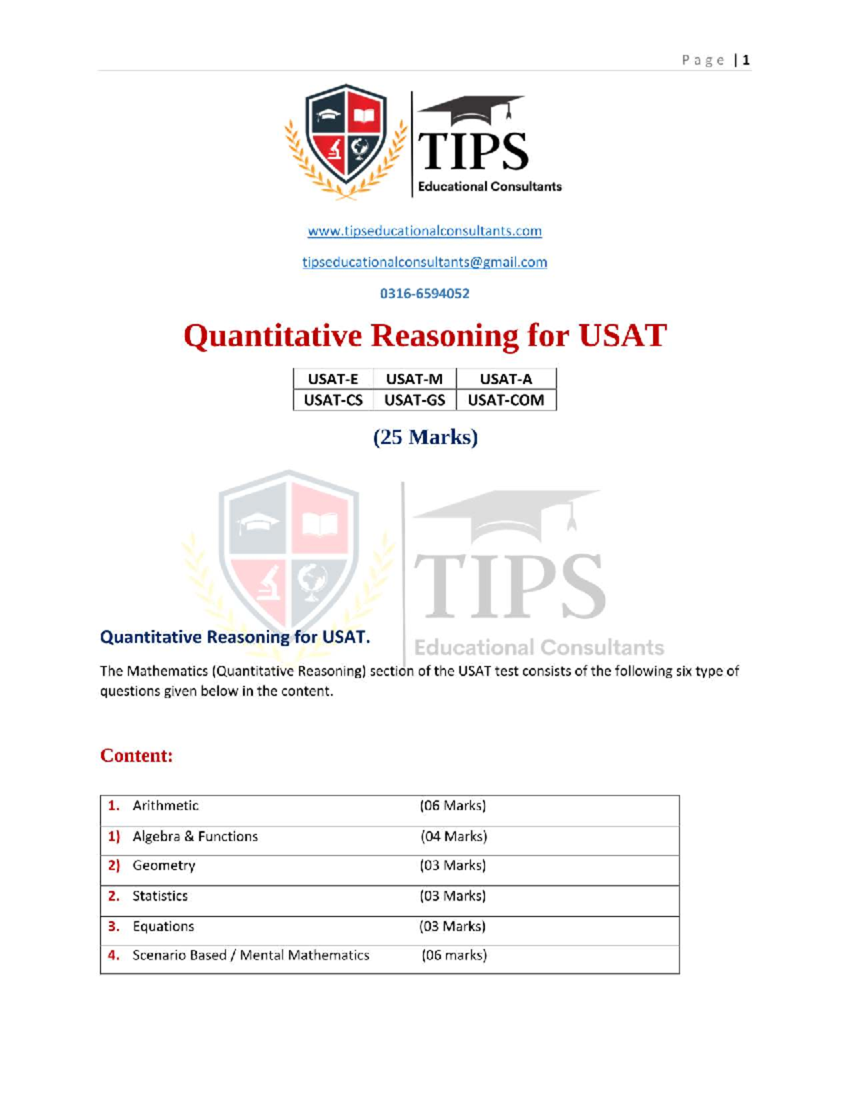 Quantitative Reasoning for USAT: Essential Tips and Practice - Studocu