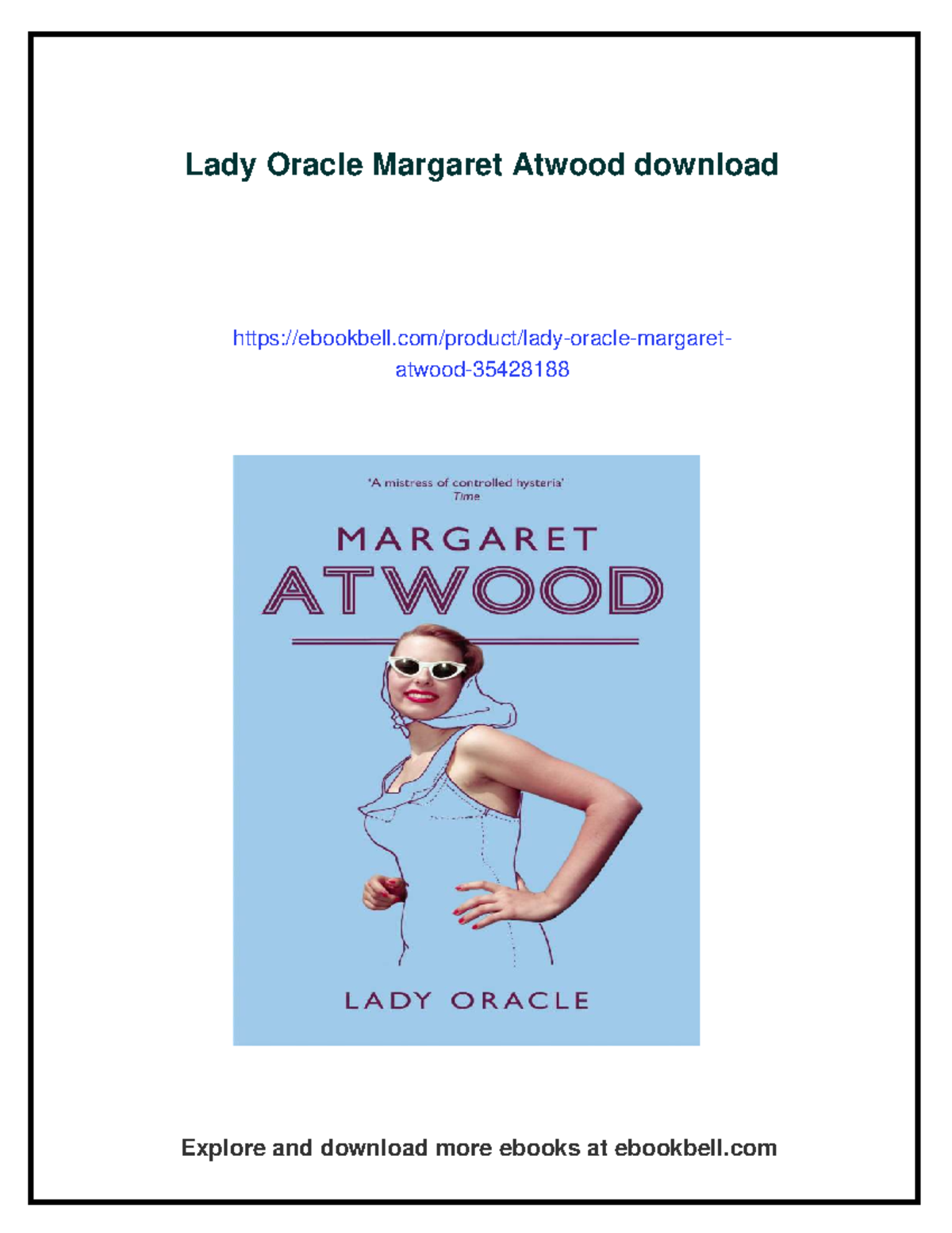 Lady Oracle by Margaret Atwood - Instant Reading Access - Studocu