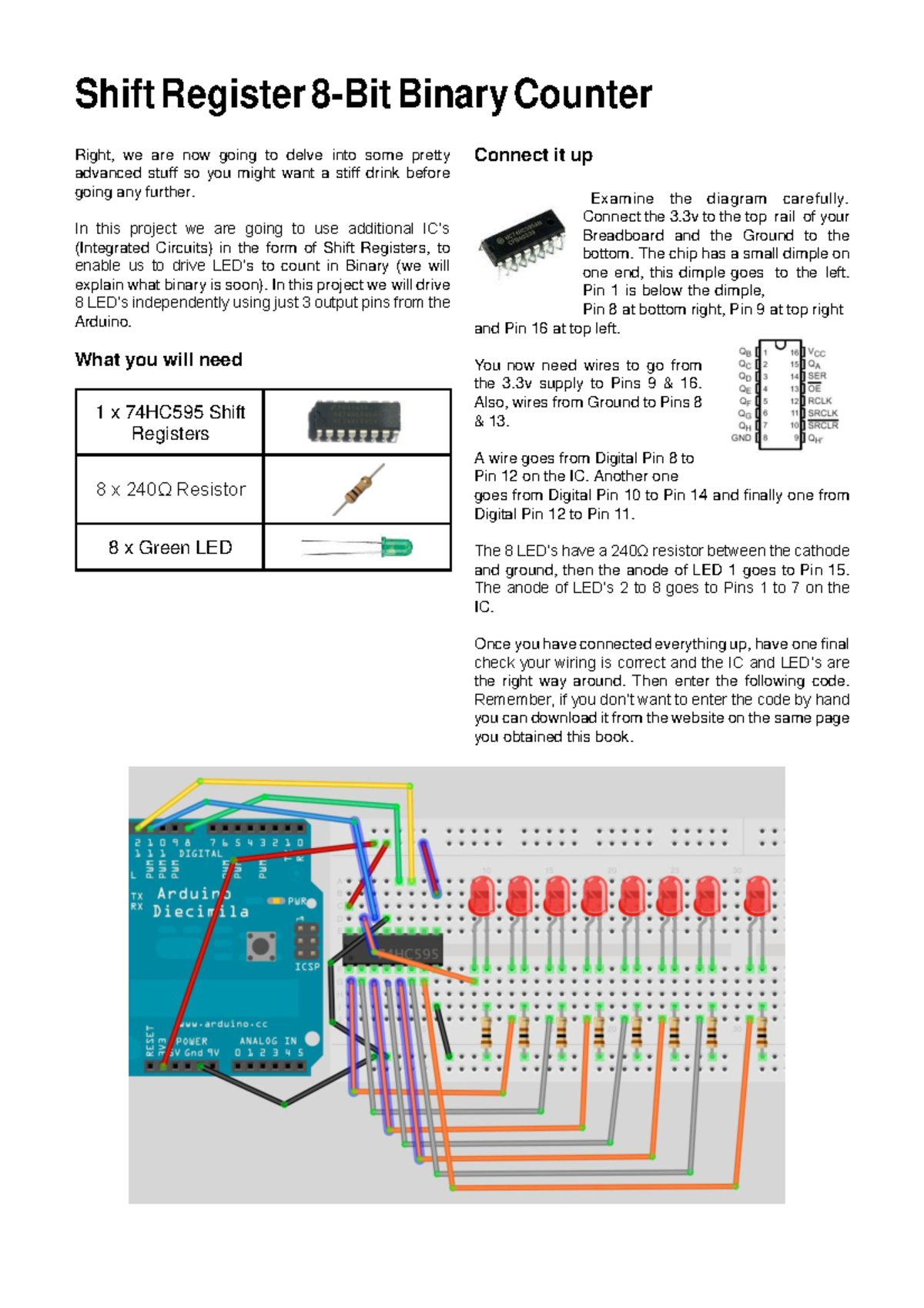 Shift Register 8-Bit Binary Counter Project (Arduino) - Studocu