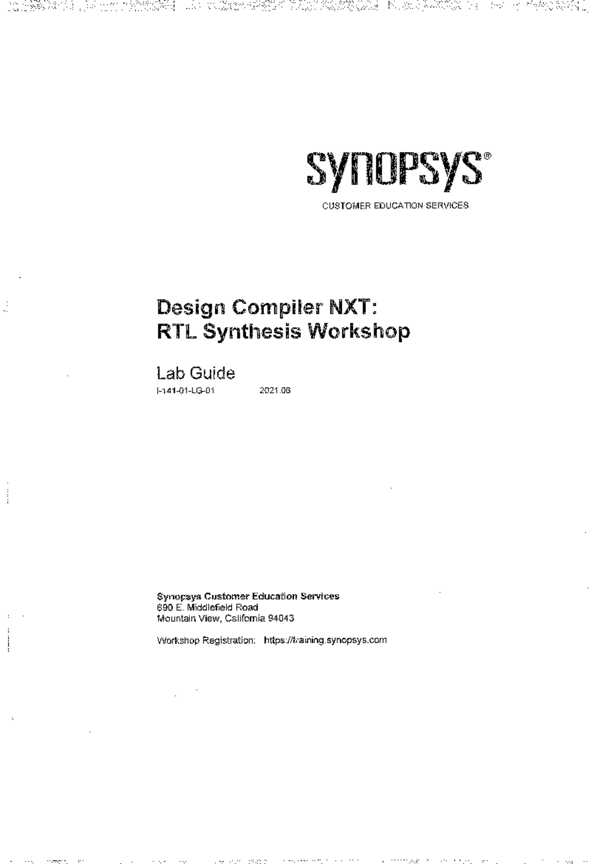 Design Compiler NXT Workshop Lab Guide 2022 - RTL Synthesis - Studocu