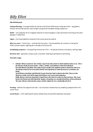 Billy Elliot Scene Break down - Billy Elliot This analysis table of ...