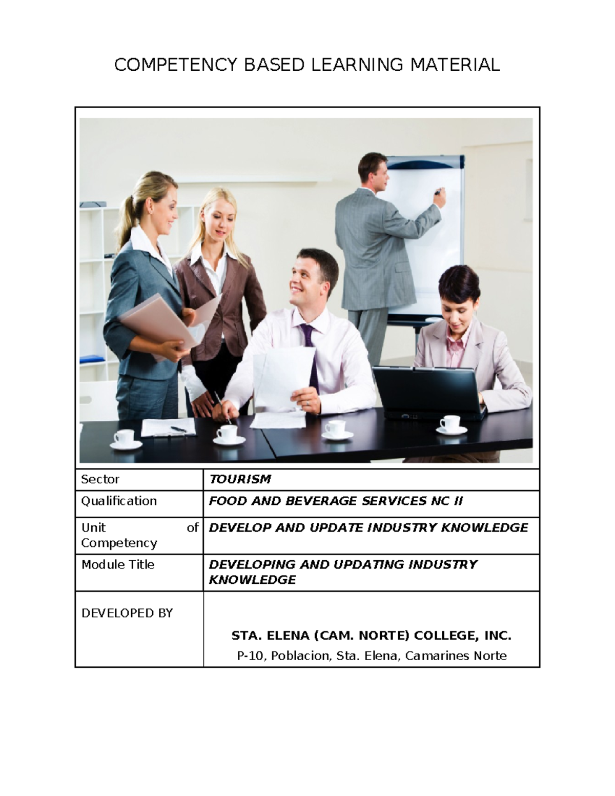 Developing and Updating Industry Knowledge for FOOD AND BEVERAGE ...