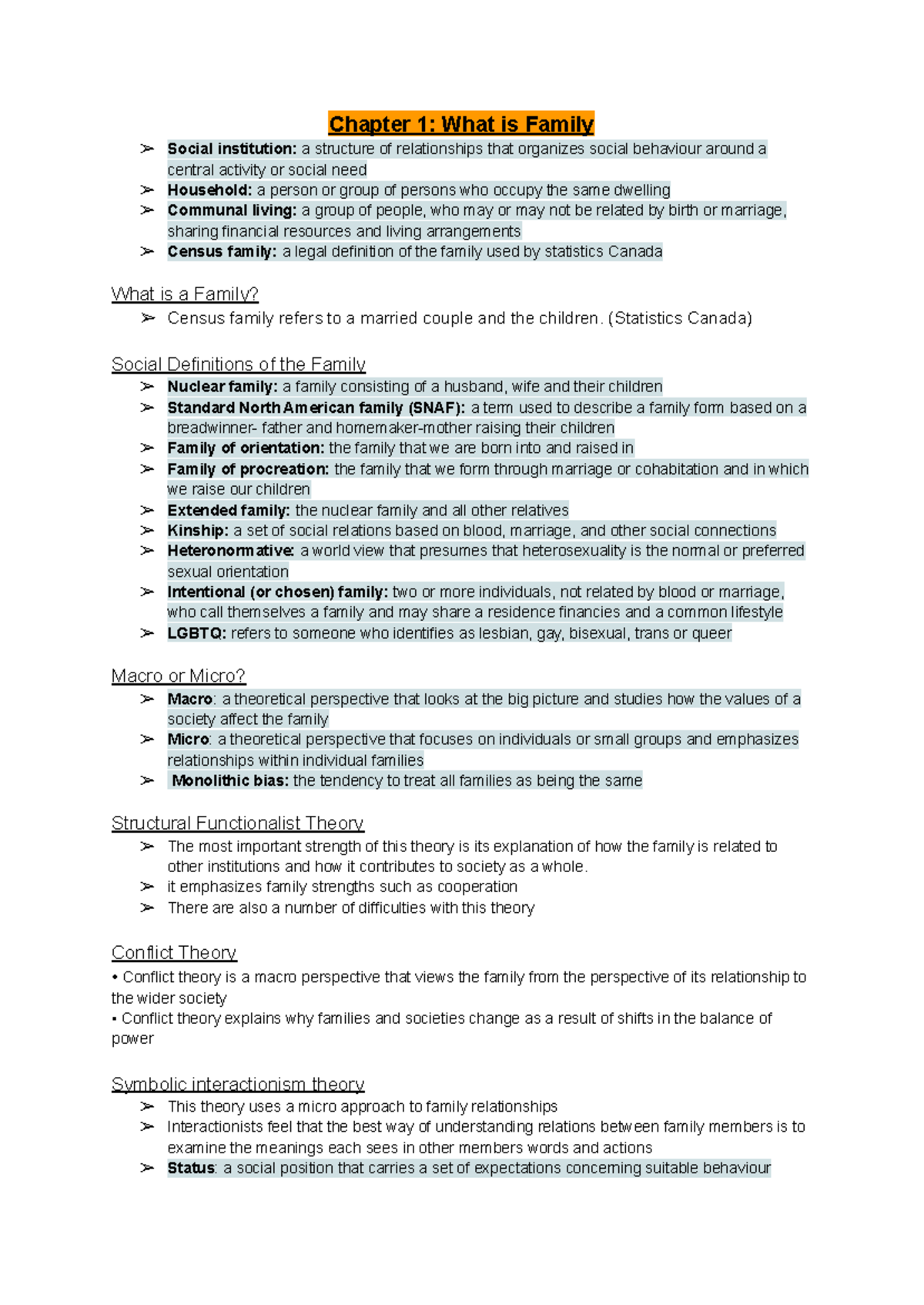 Frhd1020 midterm notes - Chapter 1: What is Family Social institution ...