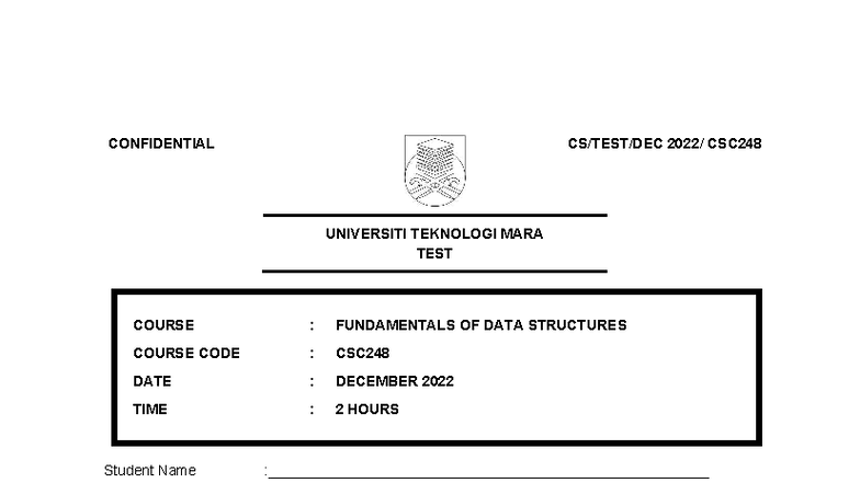 CSC248 Final Exam: Fundamentals of Data Structures - Dec 2022 - Studocu