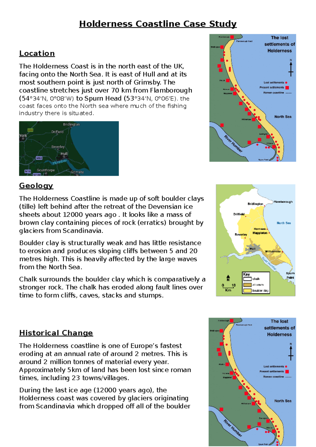 Holderness Coast Case Study: Erosion and Management Strategies - Studocu