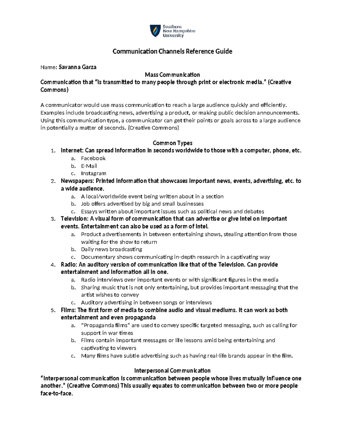 COM 127 Communication Channels Reference Guide Template - Studocu